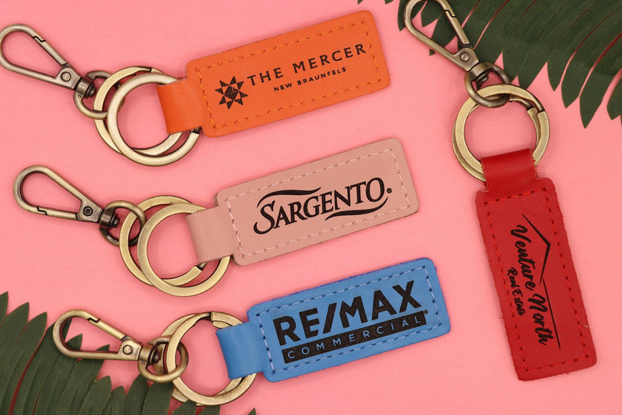 Bulk Colorful Leather Logo Keychain - Corporate Gift